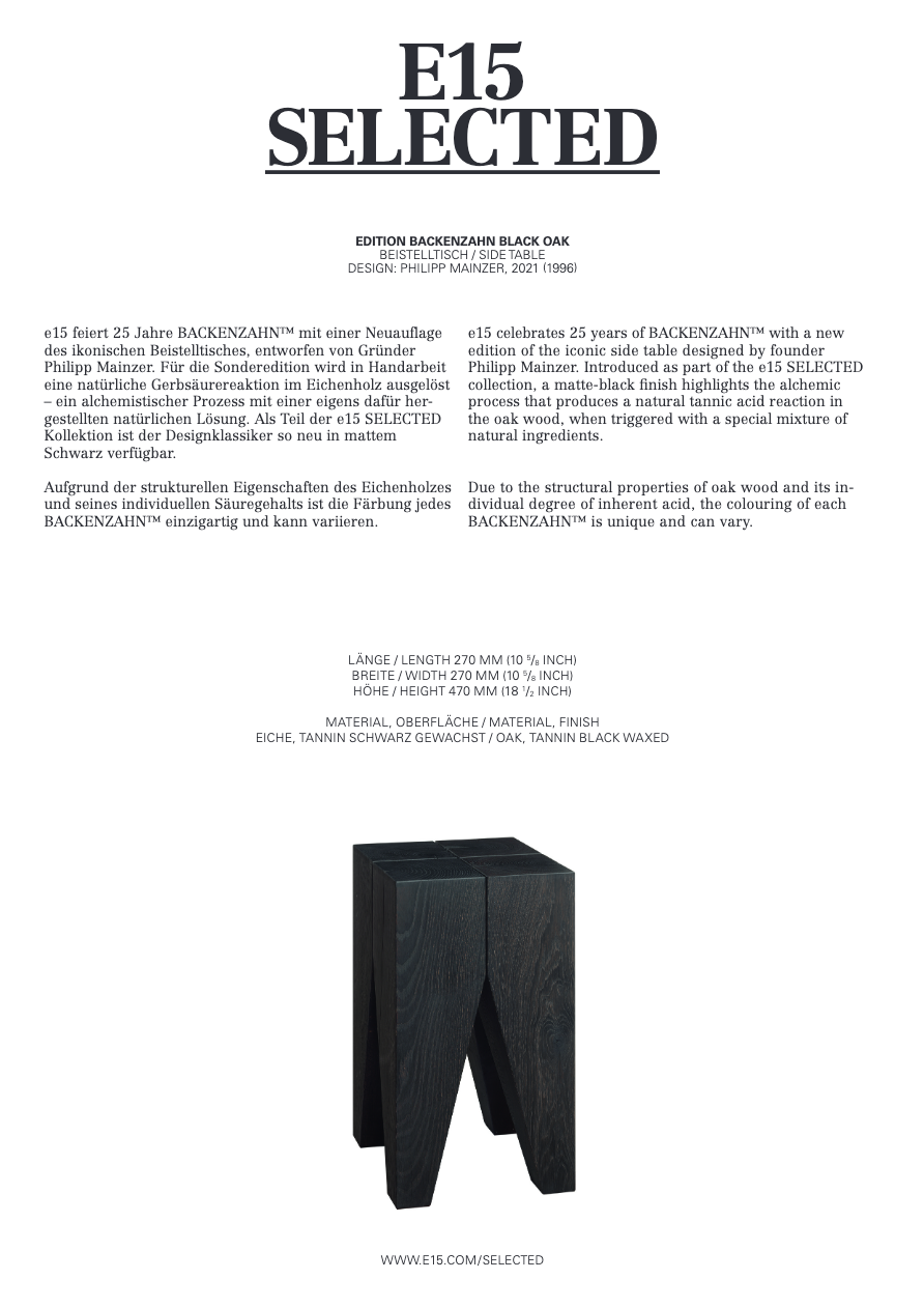 BACKENZAHN BLACK OAK Coffee table By e15