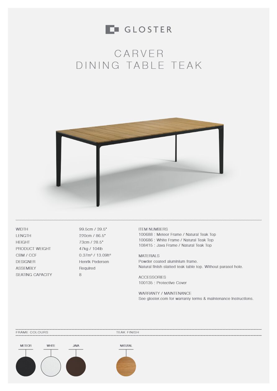 CARVER Table By Gloster