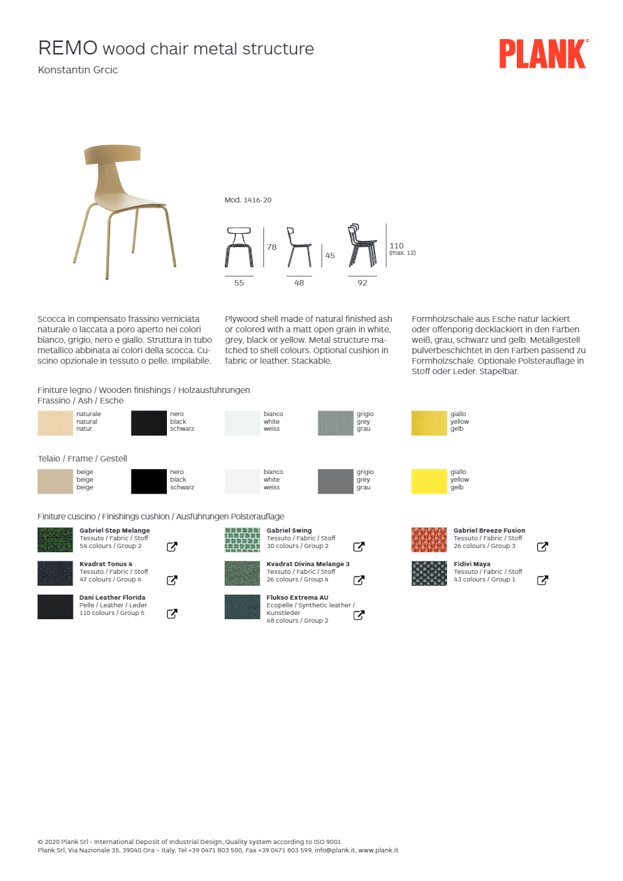 REMO WOOD METAL Chair By Plank | design Konstantin Grcic