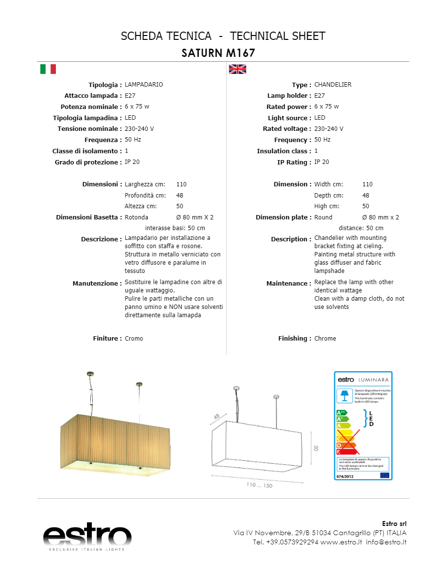 SATURN Pendant lamp By Estro