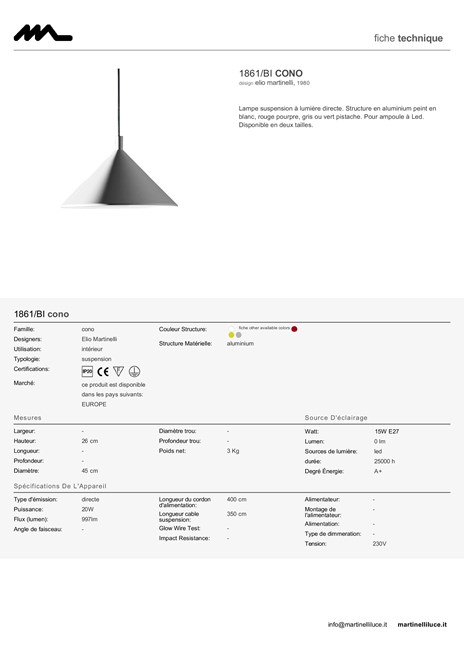 CONO Suspension By Martinelli Luce | design Elio Martinelli