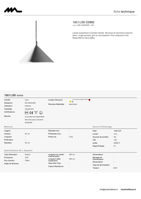 CONO Suspension By Martinelli Luce | design Elio Martinelli