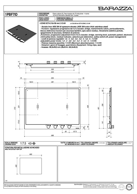 1PBF7ID hob induction By Barazza