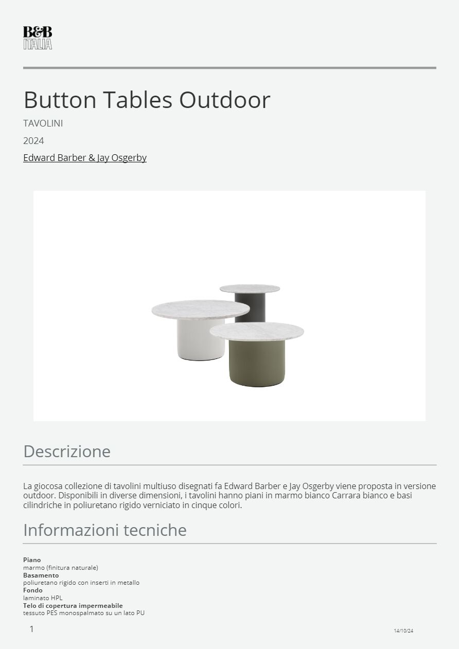 BUTTON Tavolino By B&B Italia Outdoor