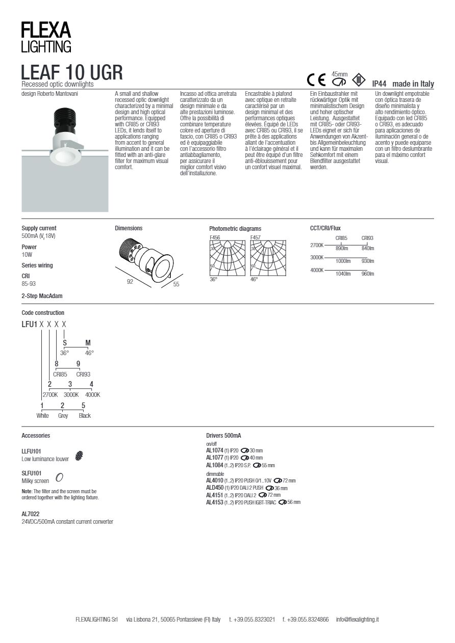 LEAF 10 UGR Spotlight By Flexalighting