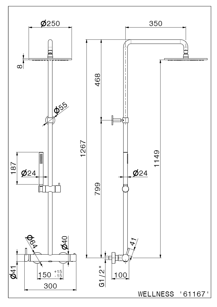 SHOWER COLUMNS 61167 Colonne de douche mural avec douchette By newform