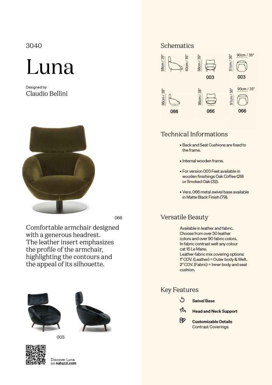 LUNA 扶手椅 By Natuzzi Italia