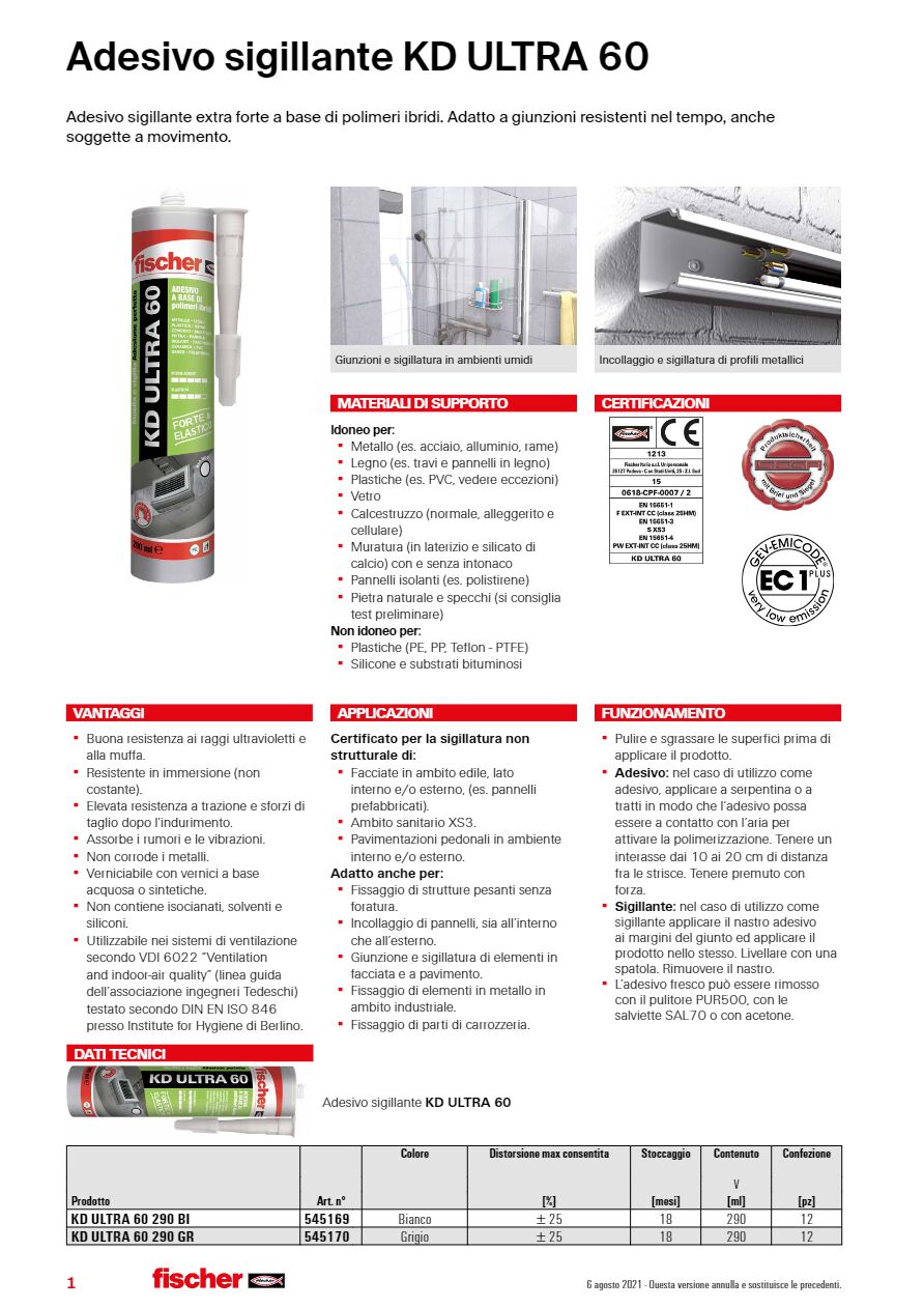 Fischer KD ULTRA 60 Adesivo sigillante extra forte By fischer