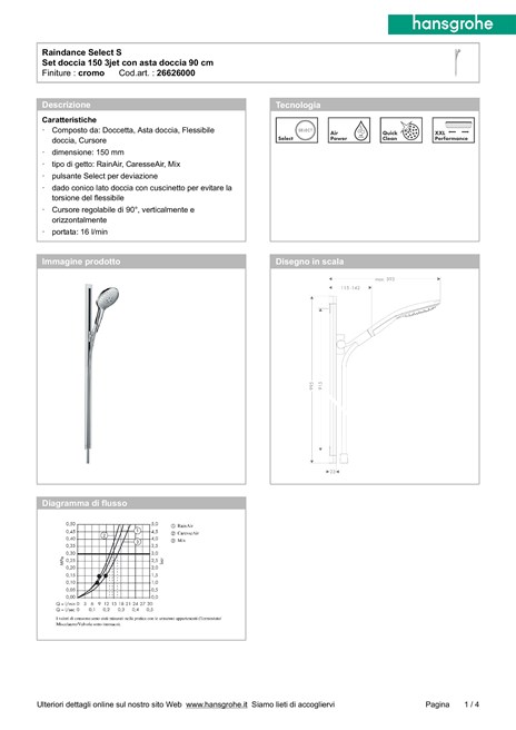 RAINDANCE SELECT S Asta saliscendi in ottone cromato con doccetta By ...