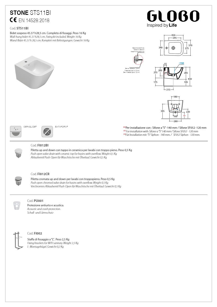 STONE Bidet By Ceramica Globo