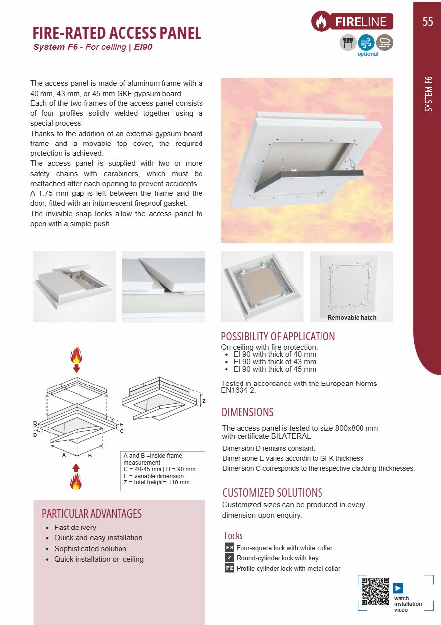 F6 EI90 Fireproof inspection chamber By FF SYSTEMS