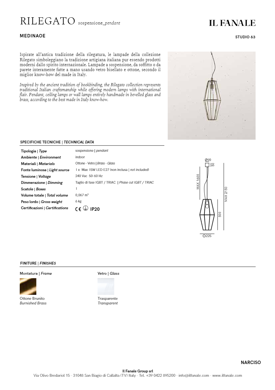 RILEGATO MEDINA OE Pendant lamp By Il Fanale
