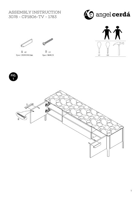 3078 | TV cabinet Low wood veneer TV cabinet with doors By Angel Cerdá
