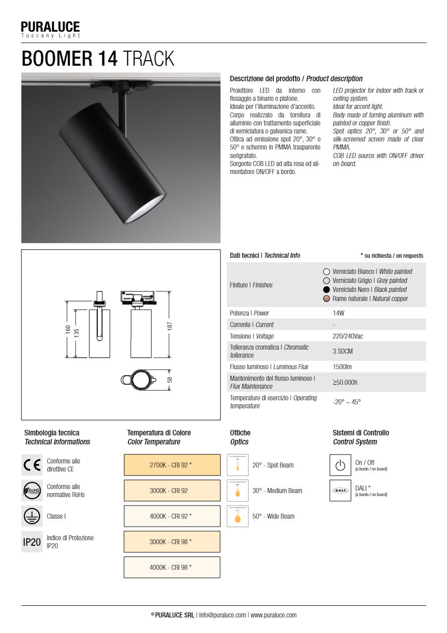 BOOMER 14 TRACK Track-Light By PURALUCE