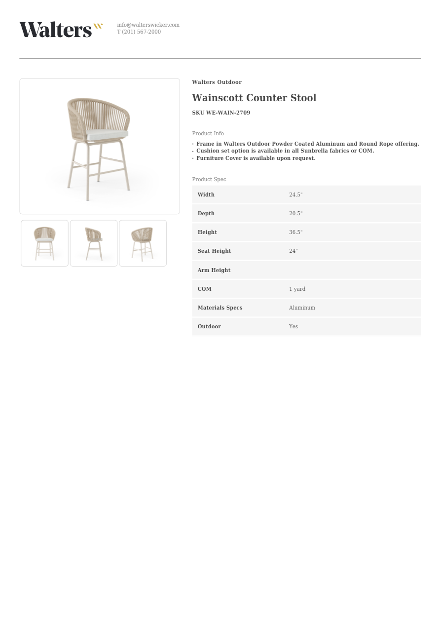 WAINSCOTT Banqueta By Walters