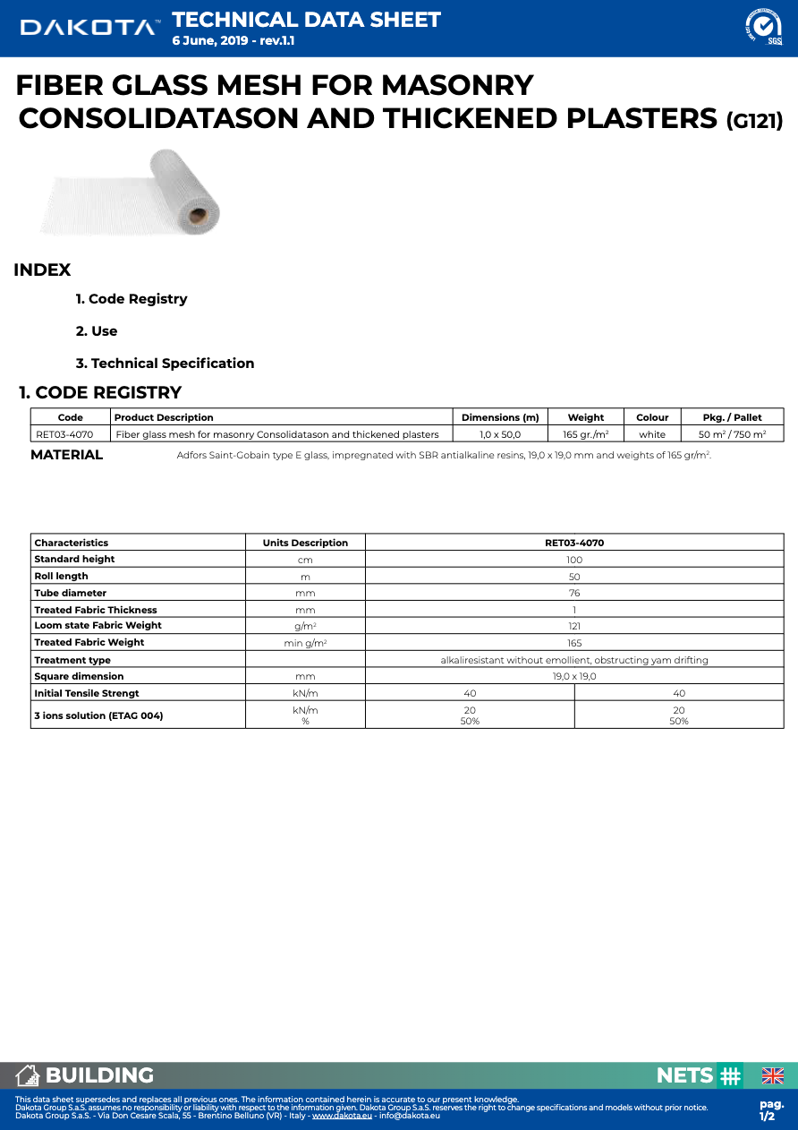 TITANET 250 Treillis et armature pour enduit et lissage By Dakota