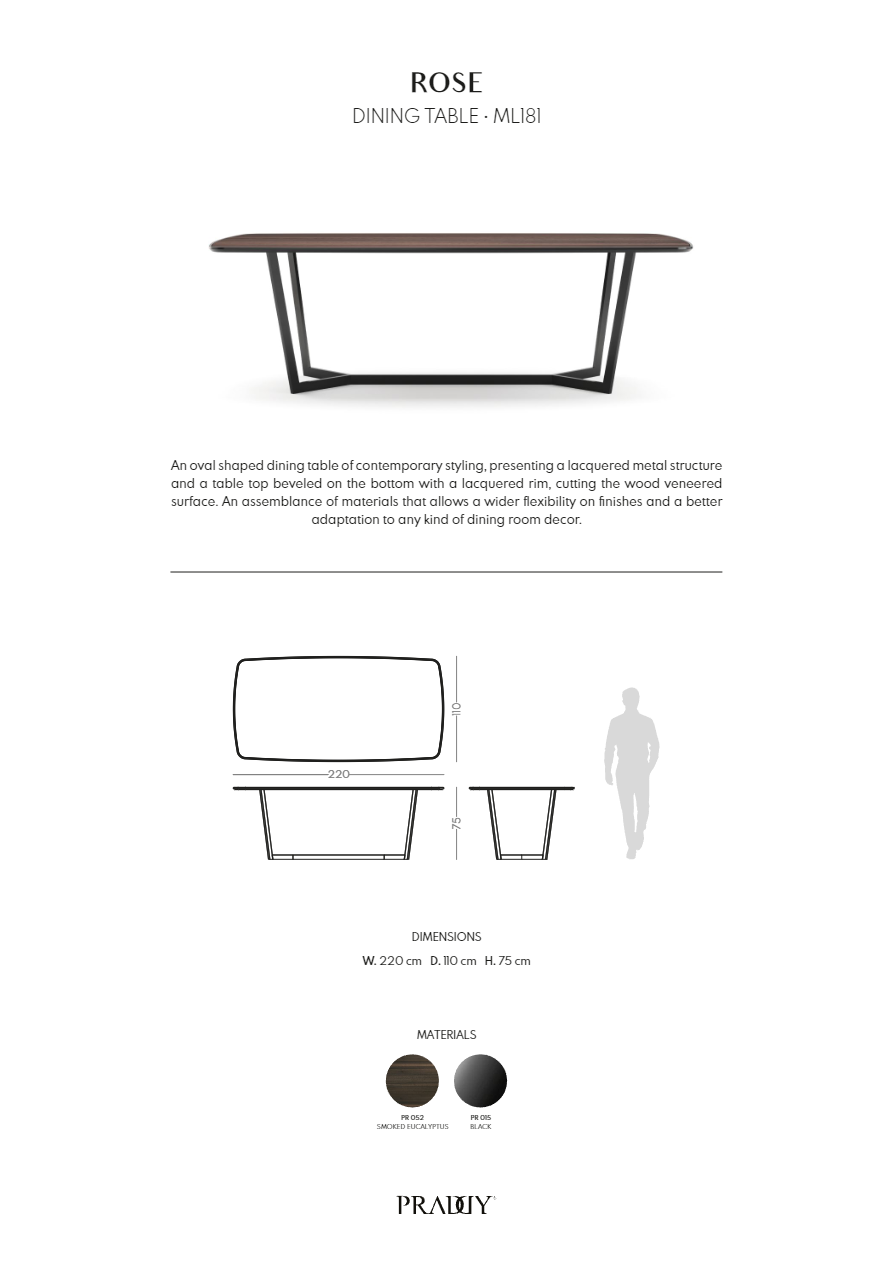 ROSE Oval wooden dining table By PRADDY