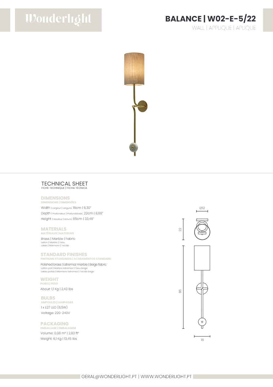 BALANCE Wall lamp By Wonderlight