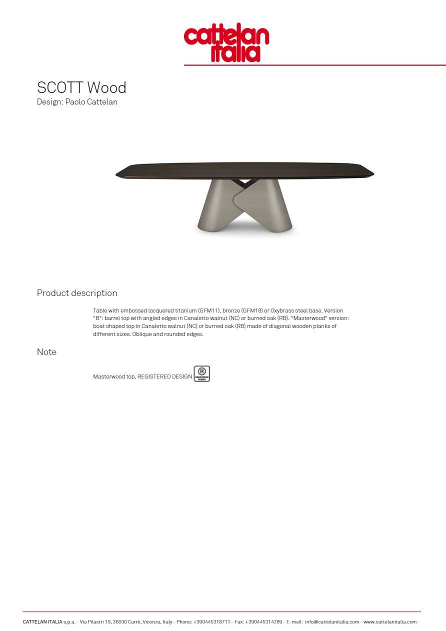 SCOTT WOOD Table By Cattelan Italia