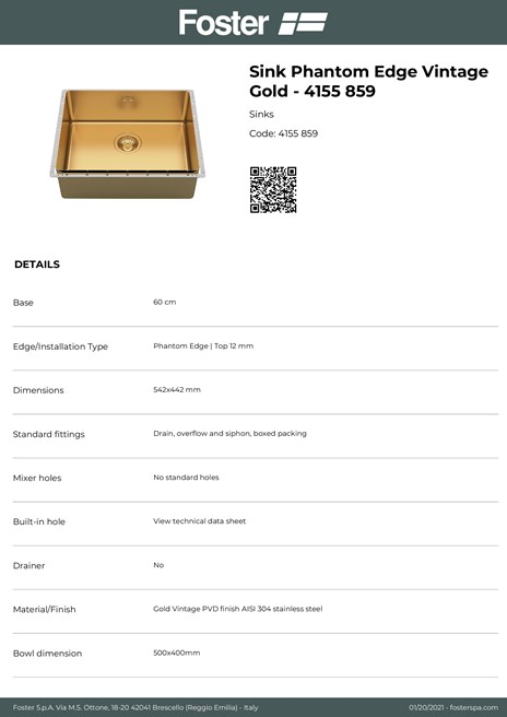 PHANTOM EDGE 50X40 GOLD VINTAGE シンク By Foster