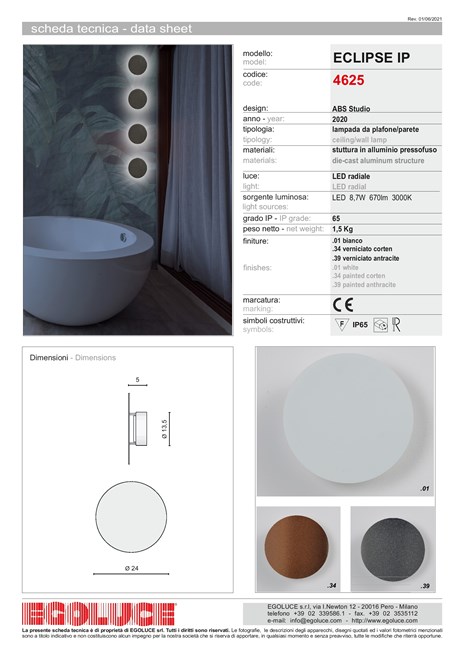 ECLIPSE IP Outdoor wall lamp By EGOLUCE