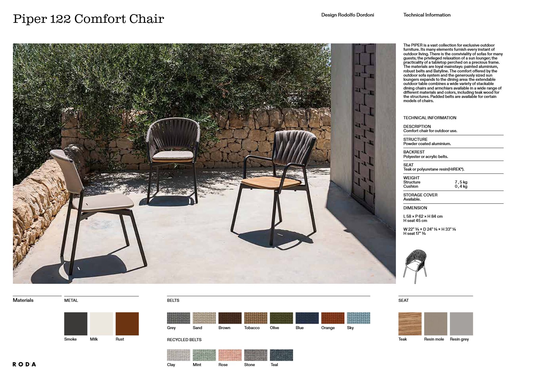 PIPER 122 Low lounge chair By RODA | design Rodolfo Dordoni