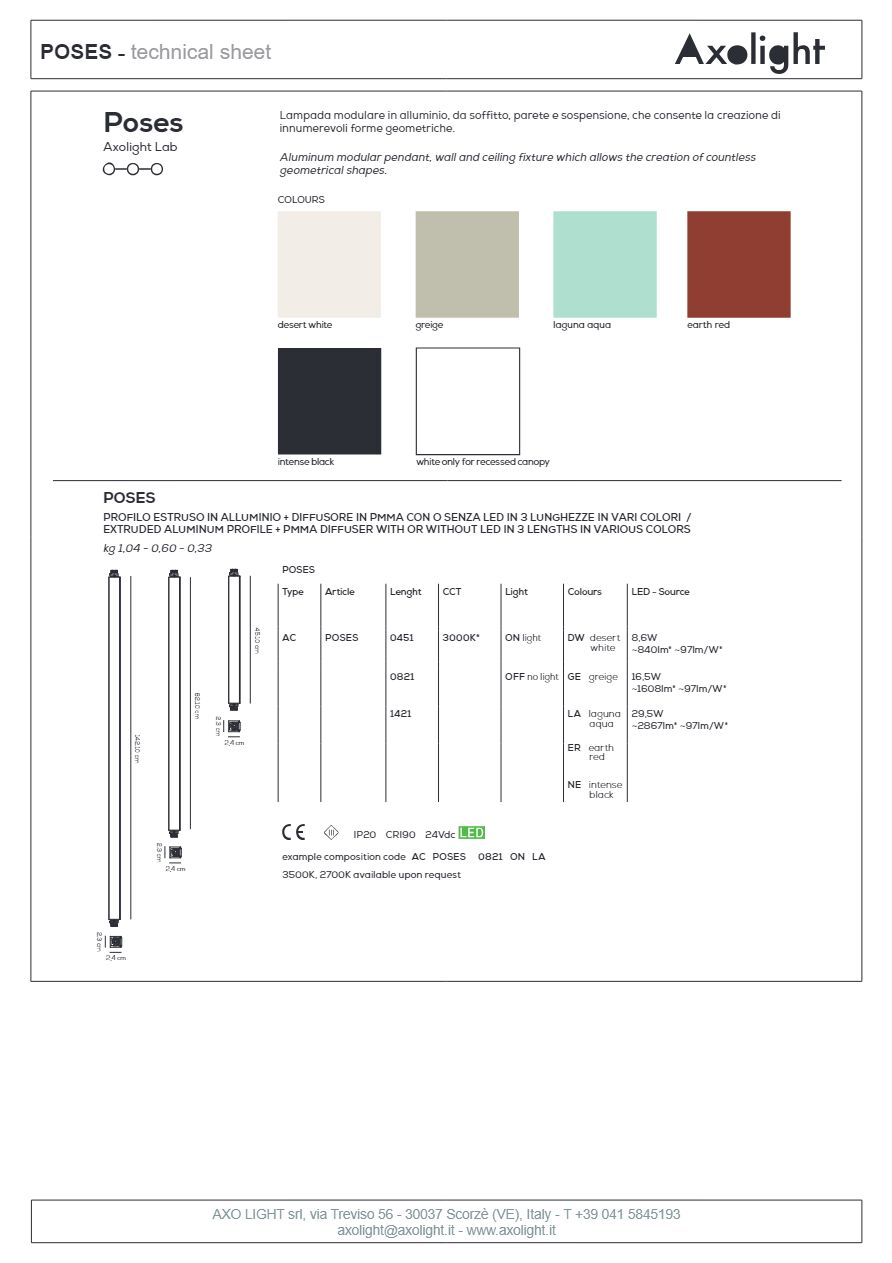 POSES Lampada componibile da soffitto By AXOLIGHT