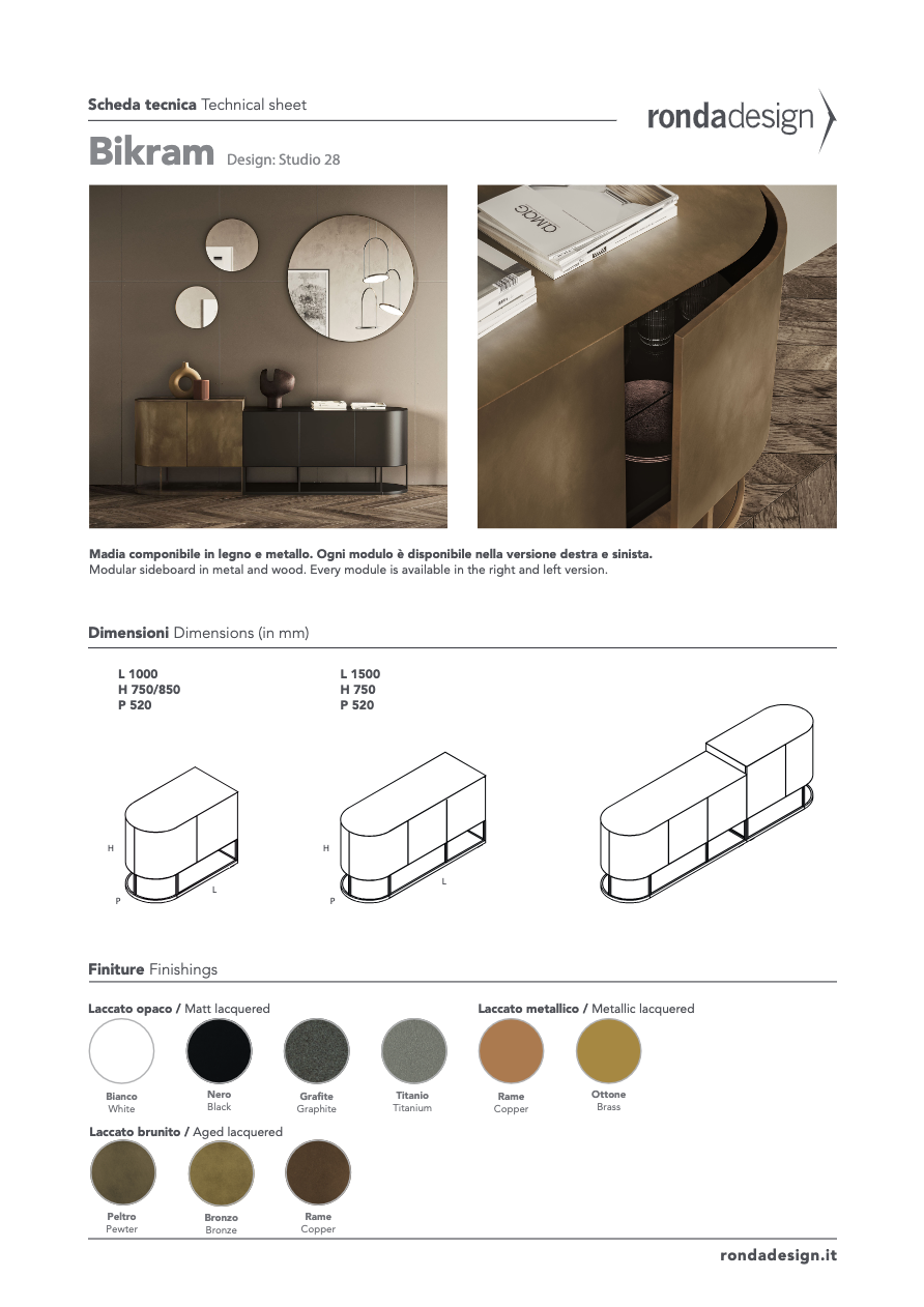 BIKRAM Double-sided metal and wooden sideboard with doors By Ronda ...