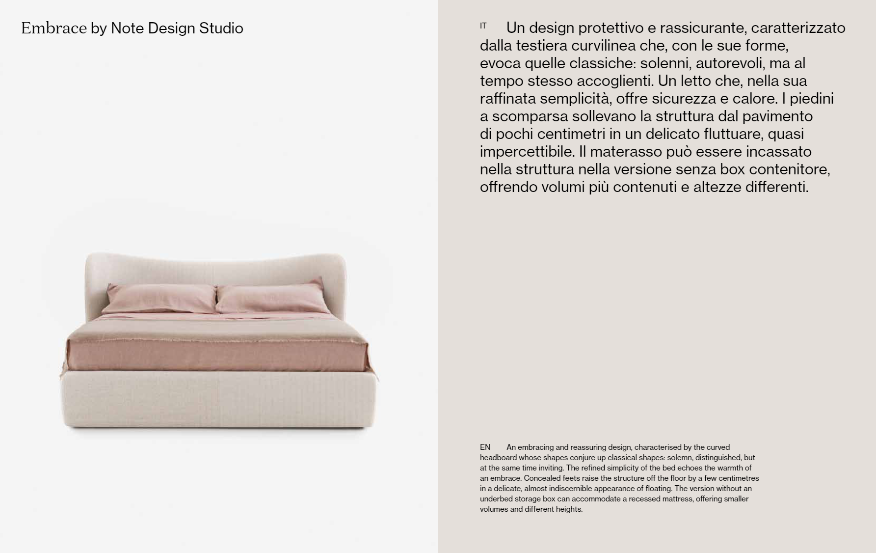 EMBRACE Fabric double bed with upholstered headboard By Pianca | design ...