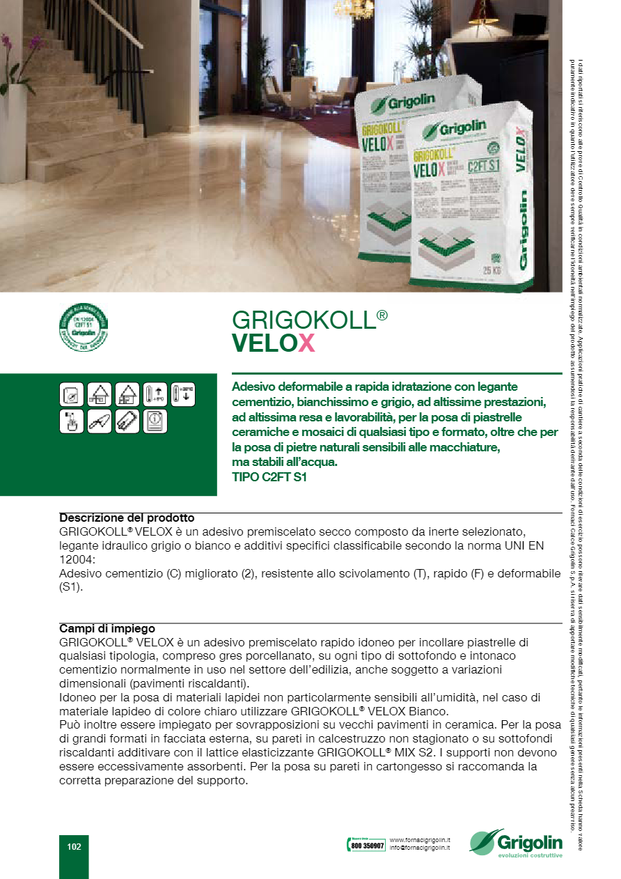 VELOX Collante per piastrelle By Fornaci Calce Grigolin