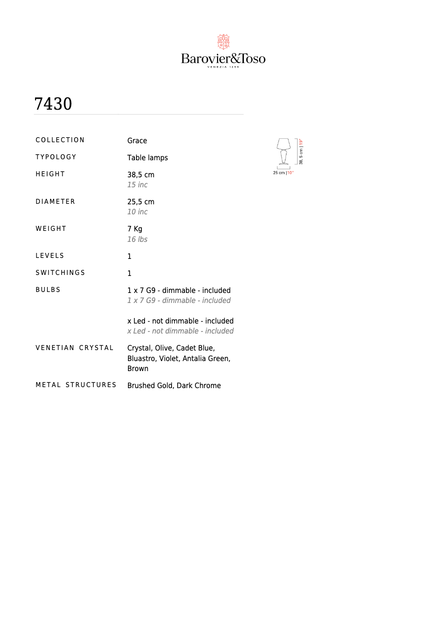 GRACE Table lamp By Barovier&Toso