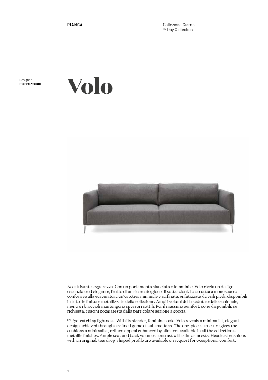 VOLO Fabric sofa By PIANCA
