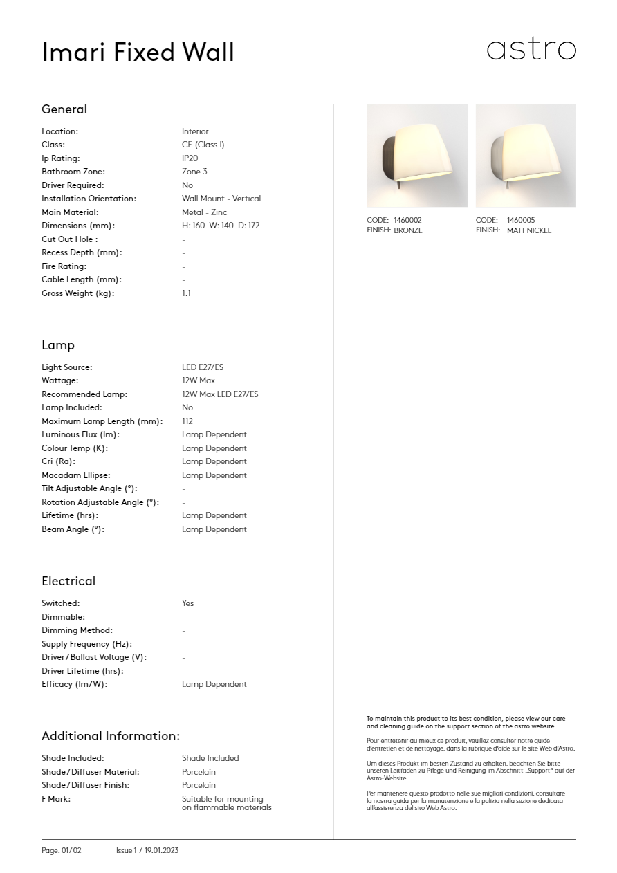 IMARI Wall lamp By Astro Lighting