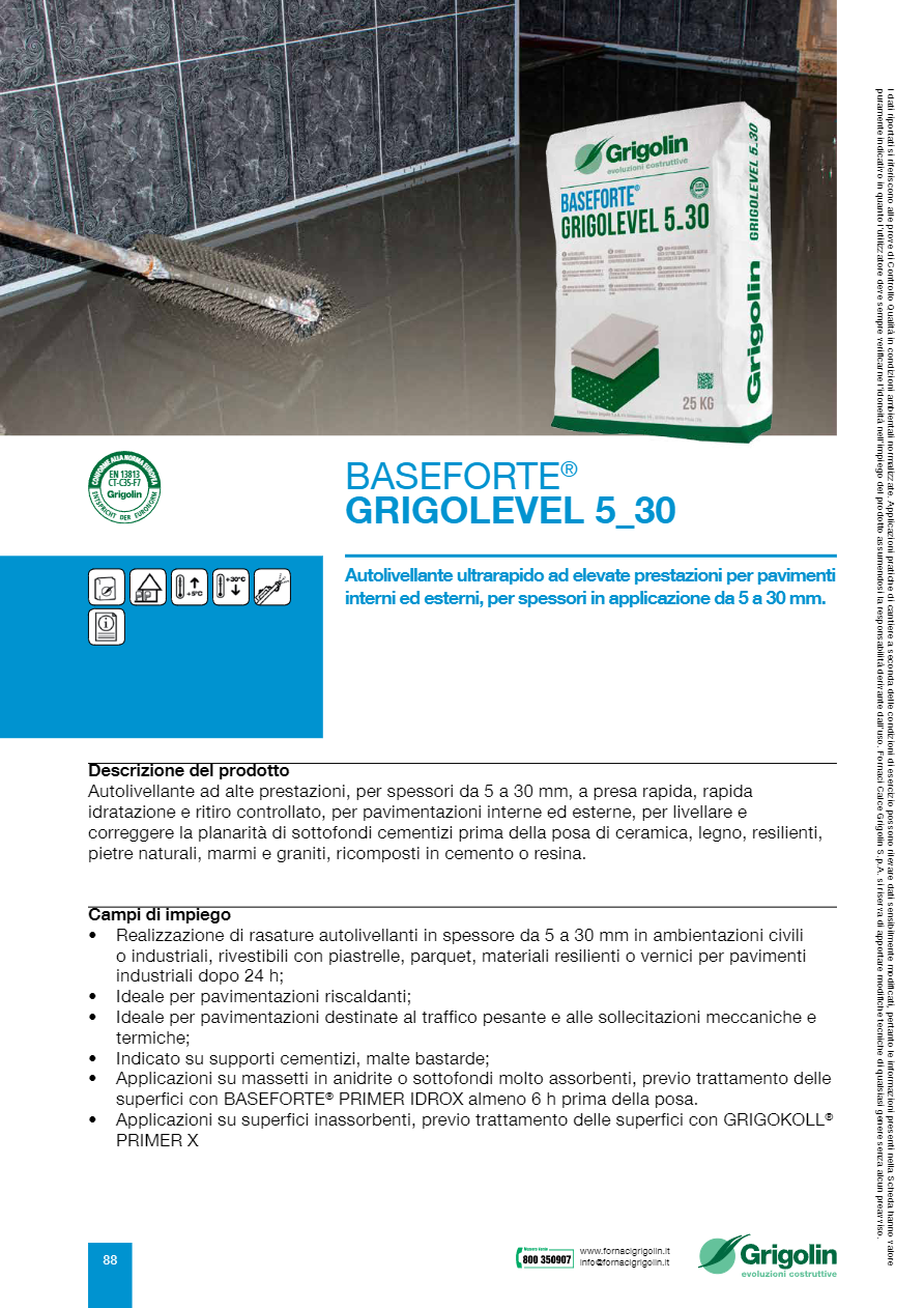 GRIGOLEVEL 5_30 Sottofondo autolivellante By Fornaci Calce Grigolin