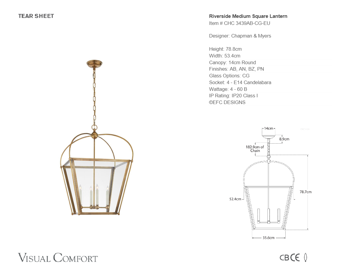 RIVERSIDE MEDIUM Pendant lamp By Visual Comfort Europe