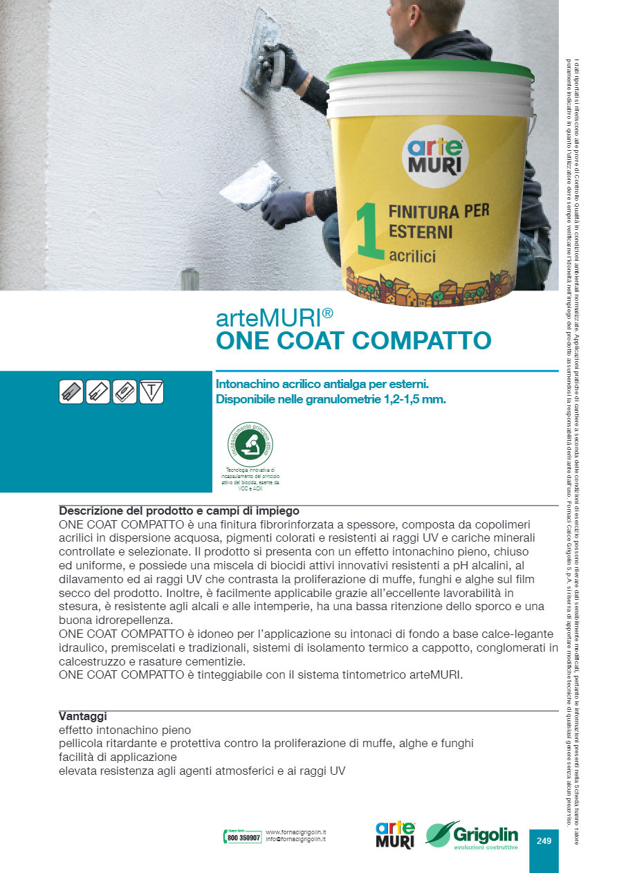 ONE COAT COMPATTO Protettivo per intonaci By Fornaci Calce Grigolin