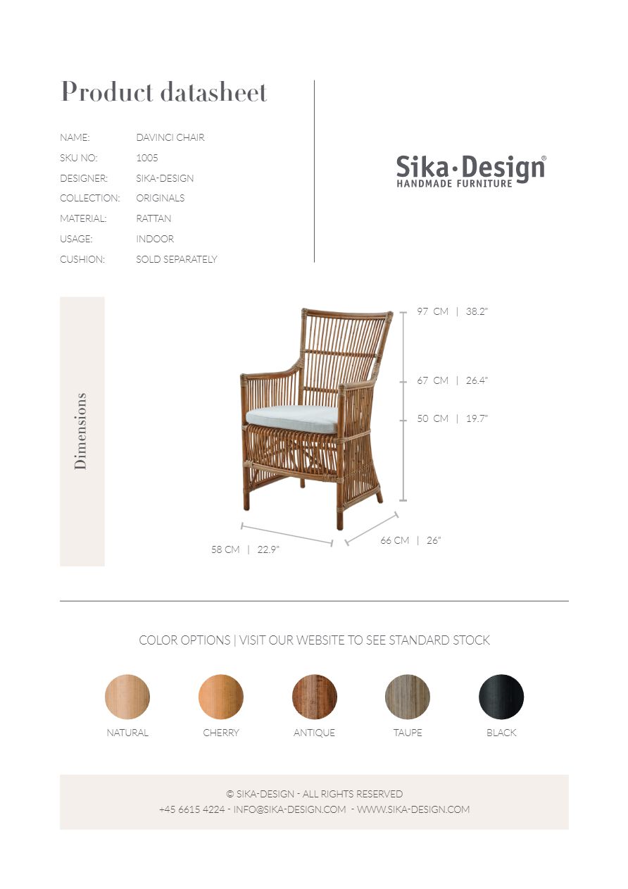 DAVINCI Rattan chair with armrests By Sika Design