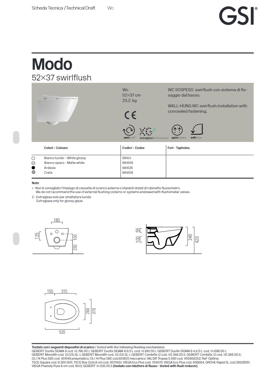 MODO 52X37 Wc By GSI ceramica