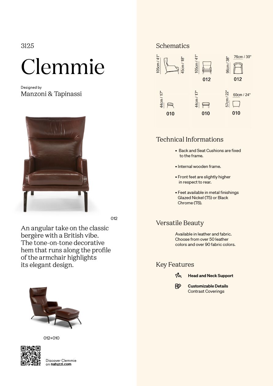 CLEMMIE High-back leather armchair with armrests By Natuzzi Italia ...