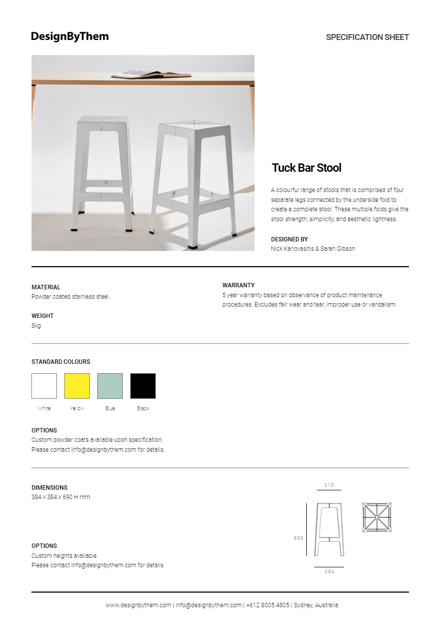 TUCK High stool with footrest By DesignByThem | design Sarah Gibson ...