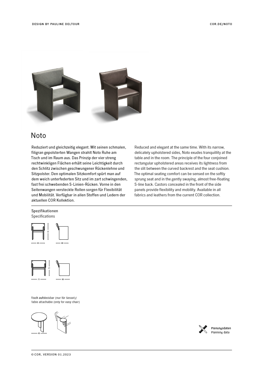 NOTO Fabric easy chair with castors By COR | design Pauline Deltour