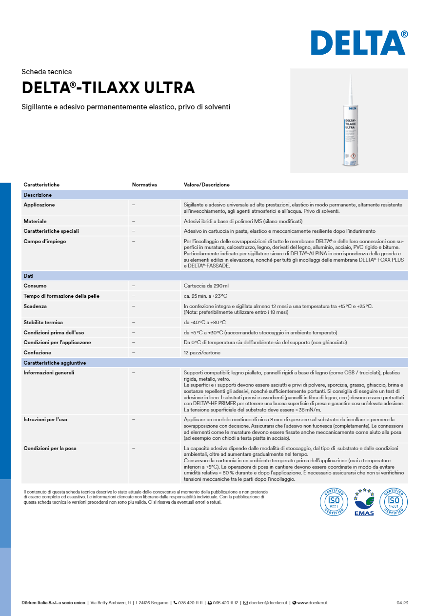 DELTA®-TILAXX ULTRA Sigillante da costruzione senza solventi By DÖRKEN ITALIA