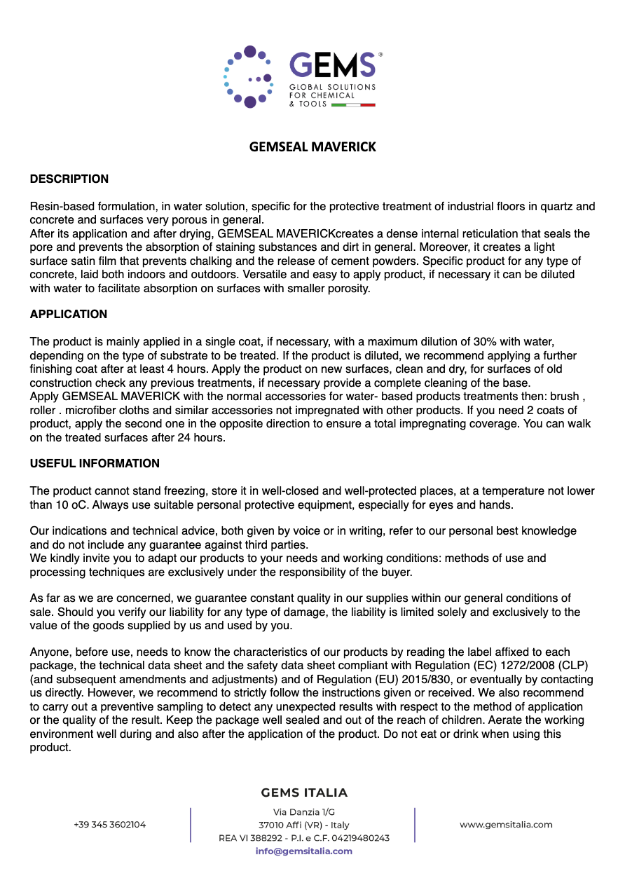 GEMSEAL MAVERICK Protector para el pavimento By GEMS