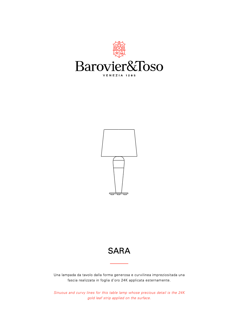 SARA Table lamp By Barovier&Toso Vetrerie Artische Riunite