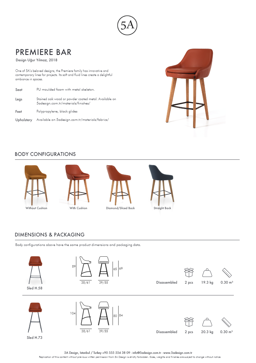 PREMIERE BAR OAK Stool By 5A Design
