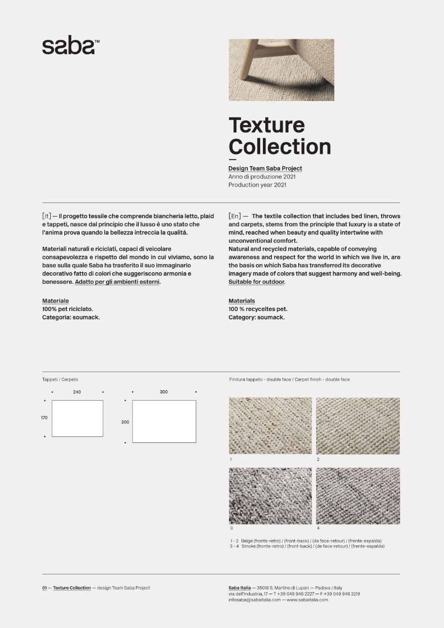 TEXTURE COLLECTION Tappeto fatto a mano By Saba Italia