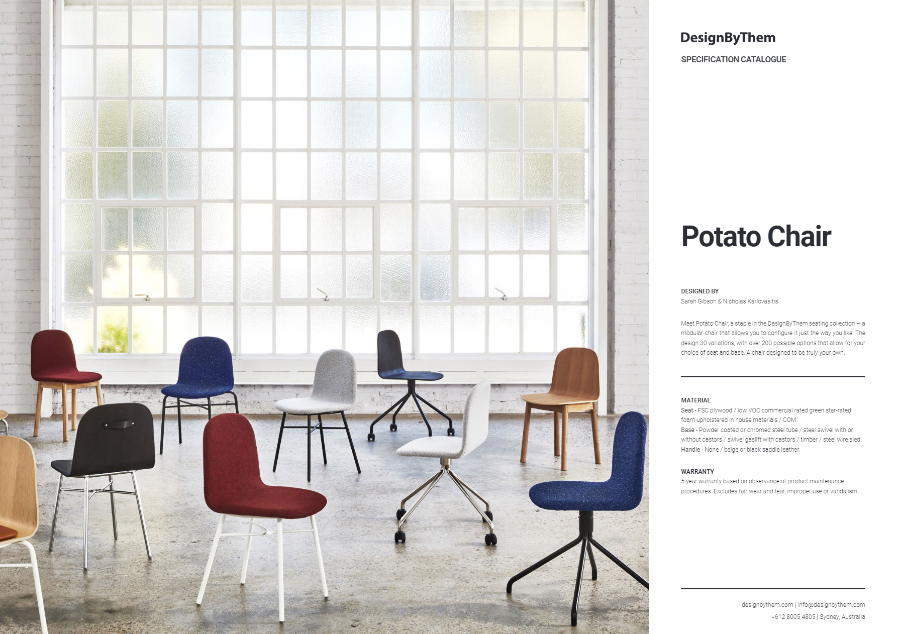 POTATO Trestle-based chair with castors By DesignByThem | design Sarah Gibson, Nicholas Karlovasitis