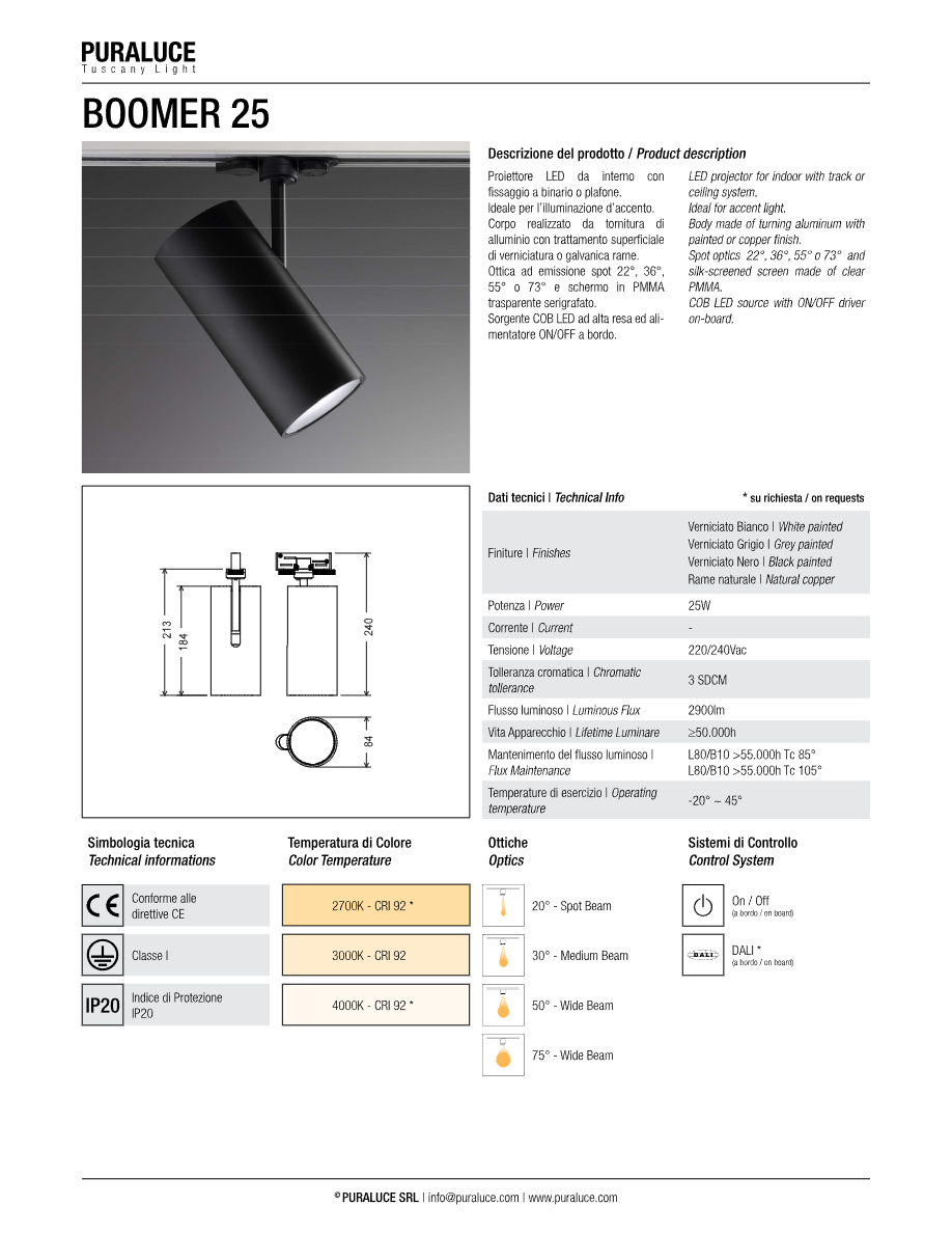 BOOMER 25 TRACK Track-Light By PURALUCE