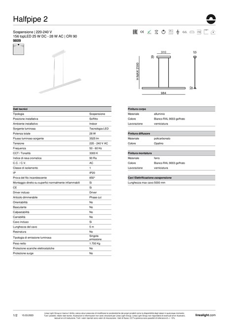 HALFPIPE 2 | Luminária pendente By Linea Light Group