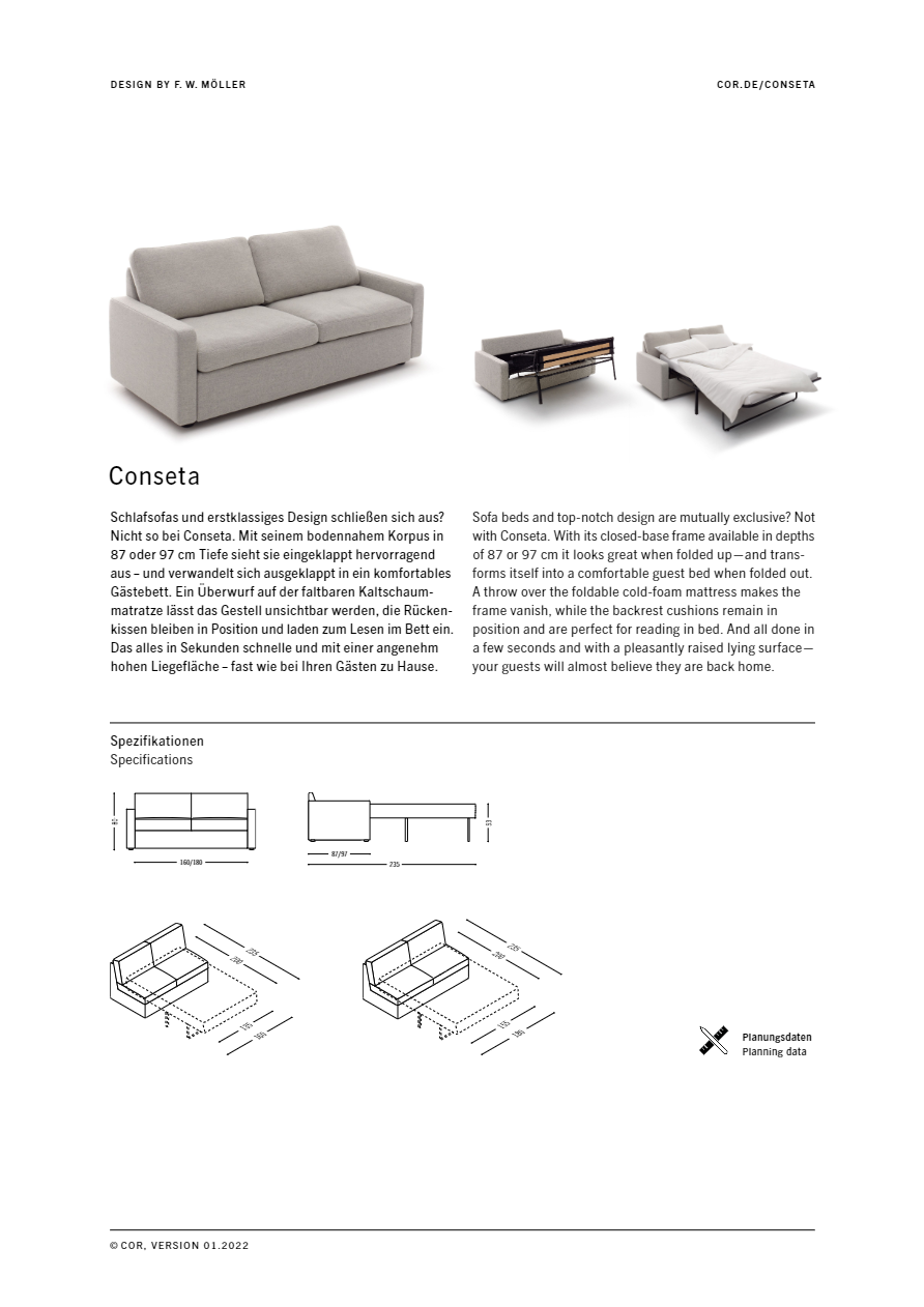 CONSETA Sofa bed By COR | design Friedrich Wilhelm Möller